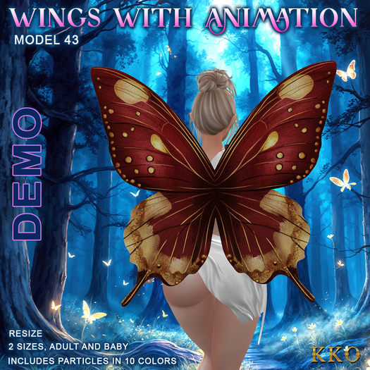 Second Life Marketplace - [KKO] Wings with animation - Model 43 DEMO